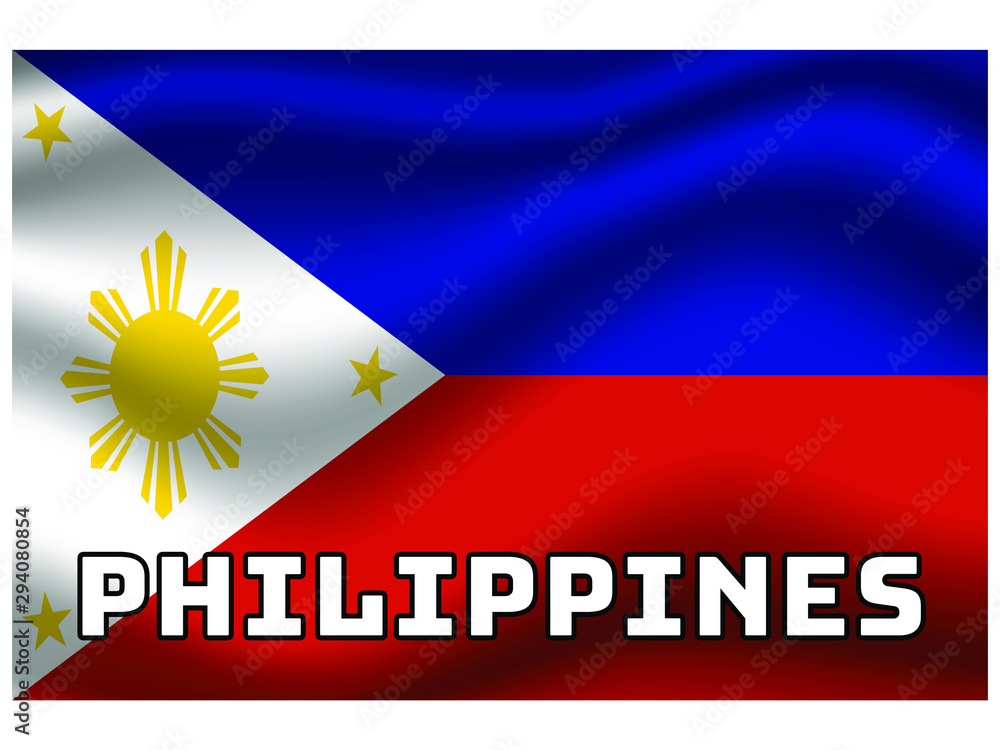 Philippines Waving national flag with name of country, for background ...