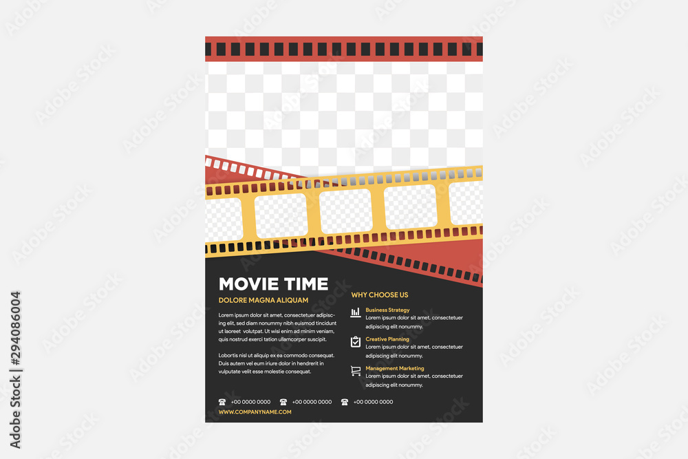 Cinema Movie Festival Poster Card Template with Realistic Clapper Board ...