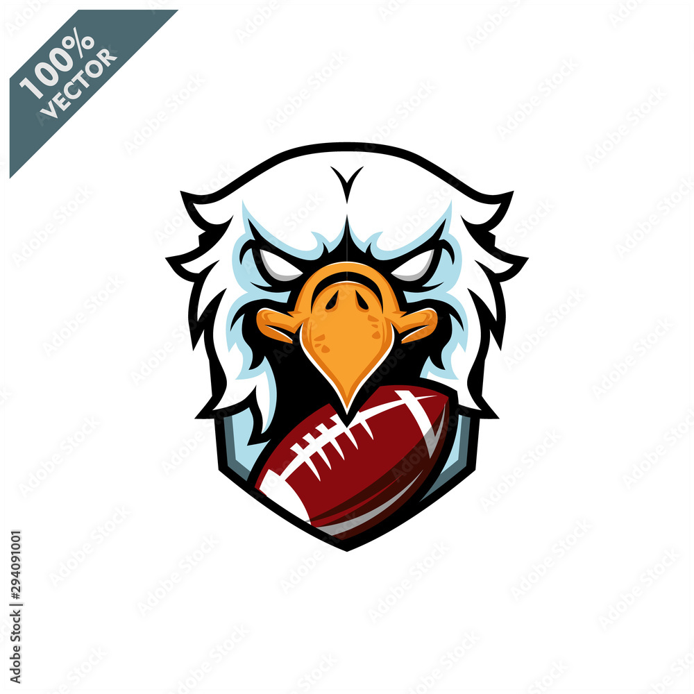 Vector sport logo, eagle head illustration and football ball on the ...