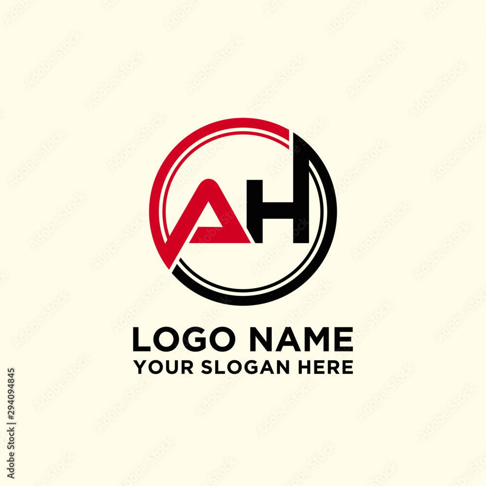 Circle logo with the letter AH inside. letters connecting with circles ...