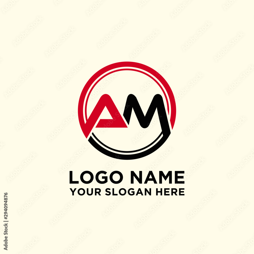 Circle logo with the letter AM inside. letters connecting with circles ...