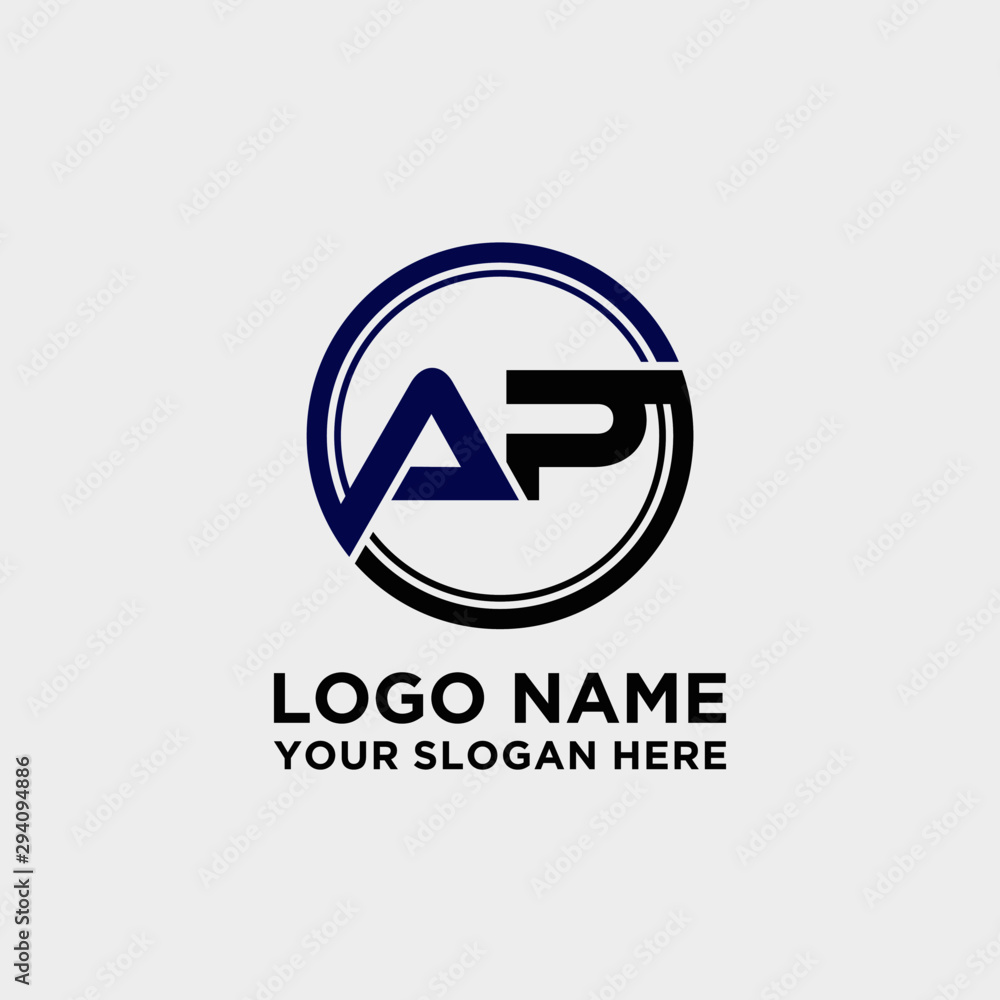 Circle logo with the letter AP inside. letters connecting with circles ...