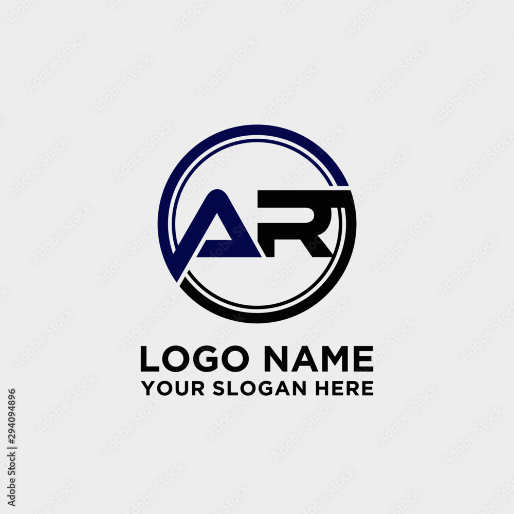 Circle logo with the letter AR inside. letters connecting with circles ...