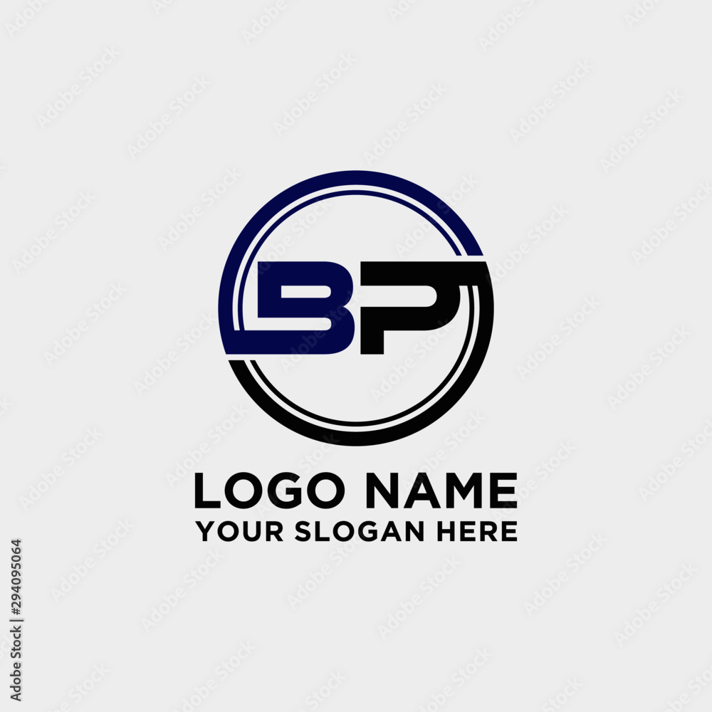 Circle logo with the letter BP inside. letters connecting with circles ...