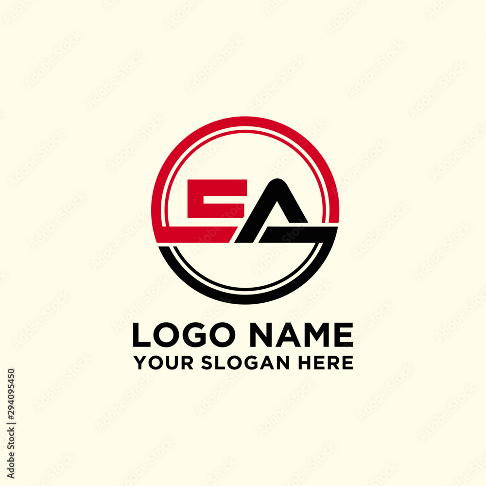 Circle logo with the letter EA inside. letters connecting with circles ...