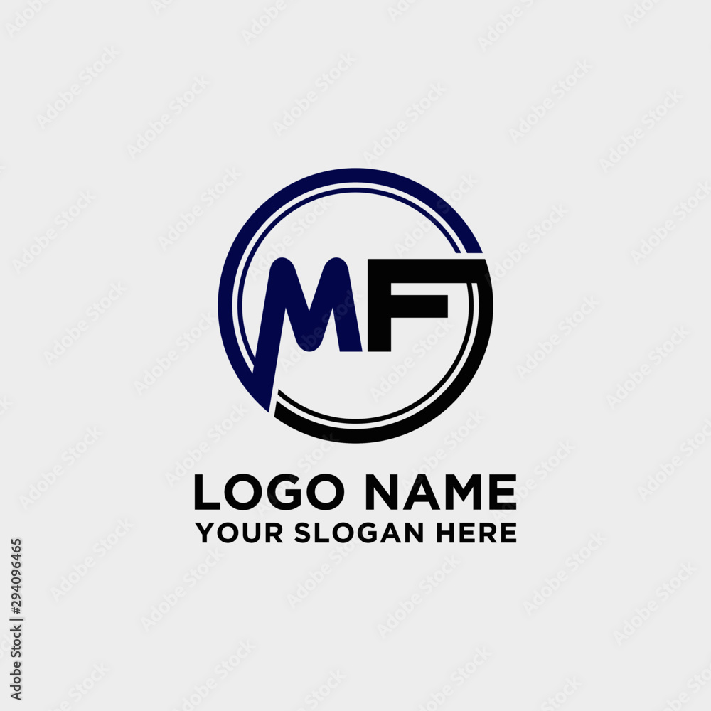 Circle logo with the letter MF inside. letters connecting with circles ...
