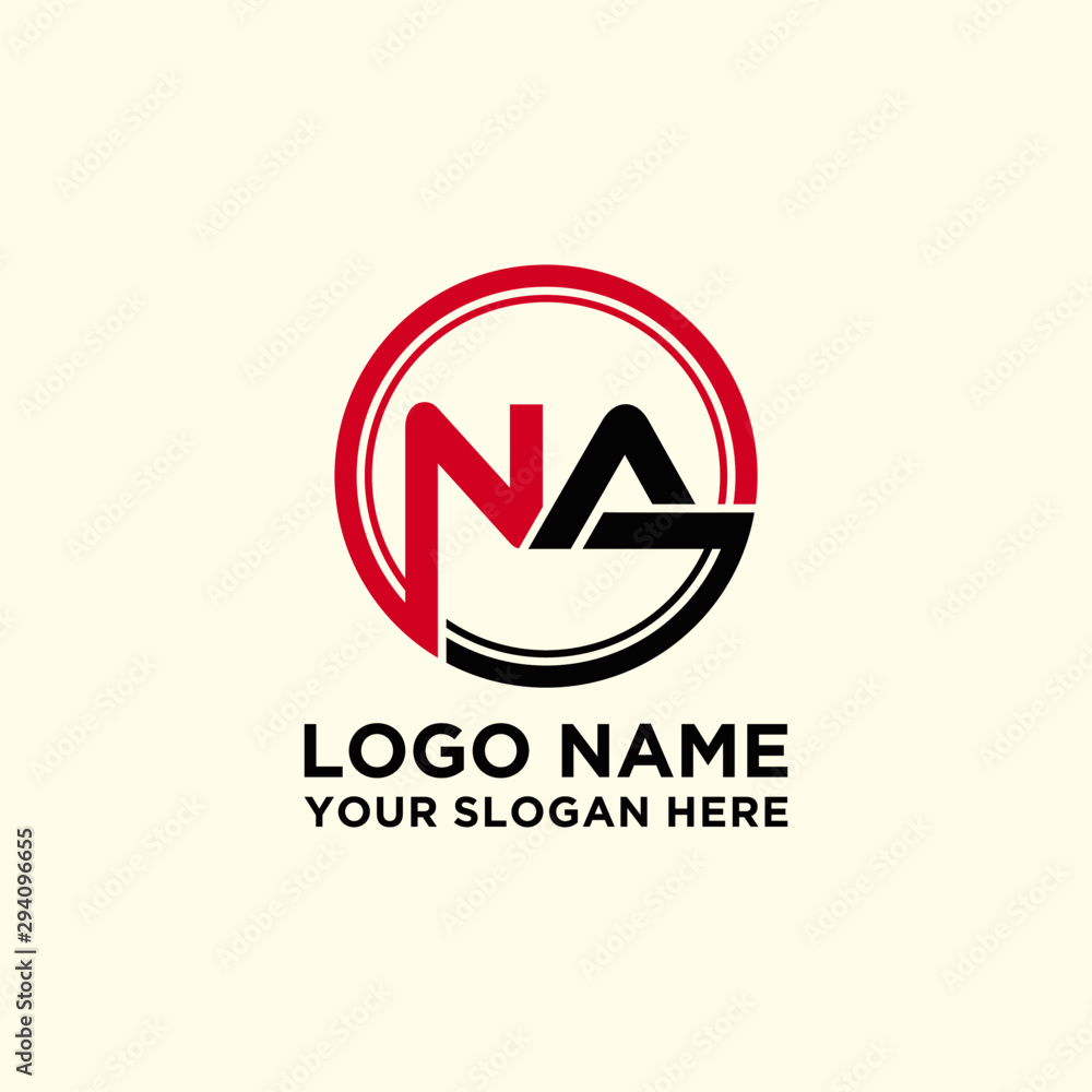 Circle logo with the letter NA inside. letters connecting with circles ...