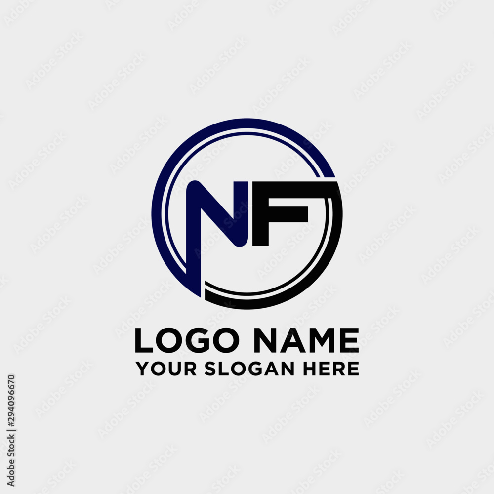 Circle logo with the letter NF inside. letters connecting with circles ...