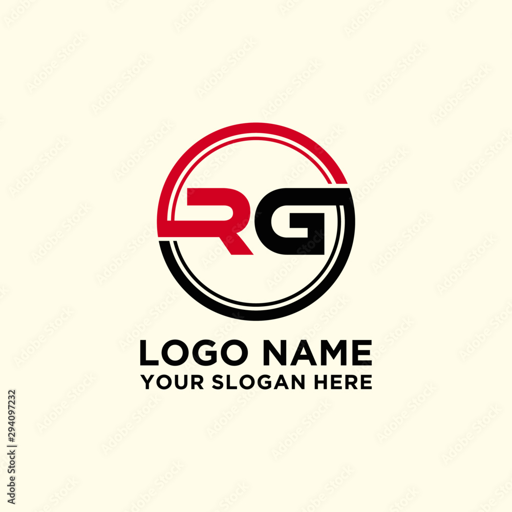 Circle logo with the letter RG inside. letters connecting with circles ...