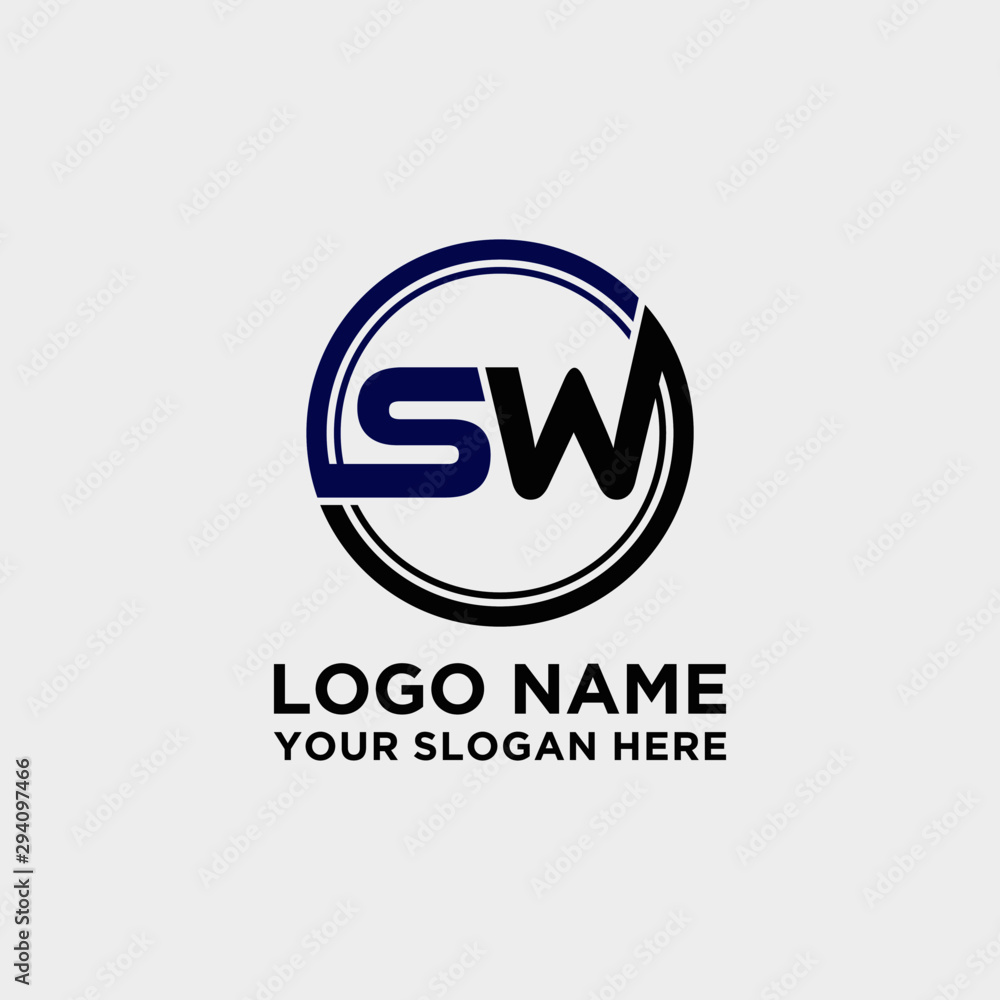 Circle logo with the letter SW inside. letters connecting with circles ...