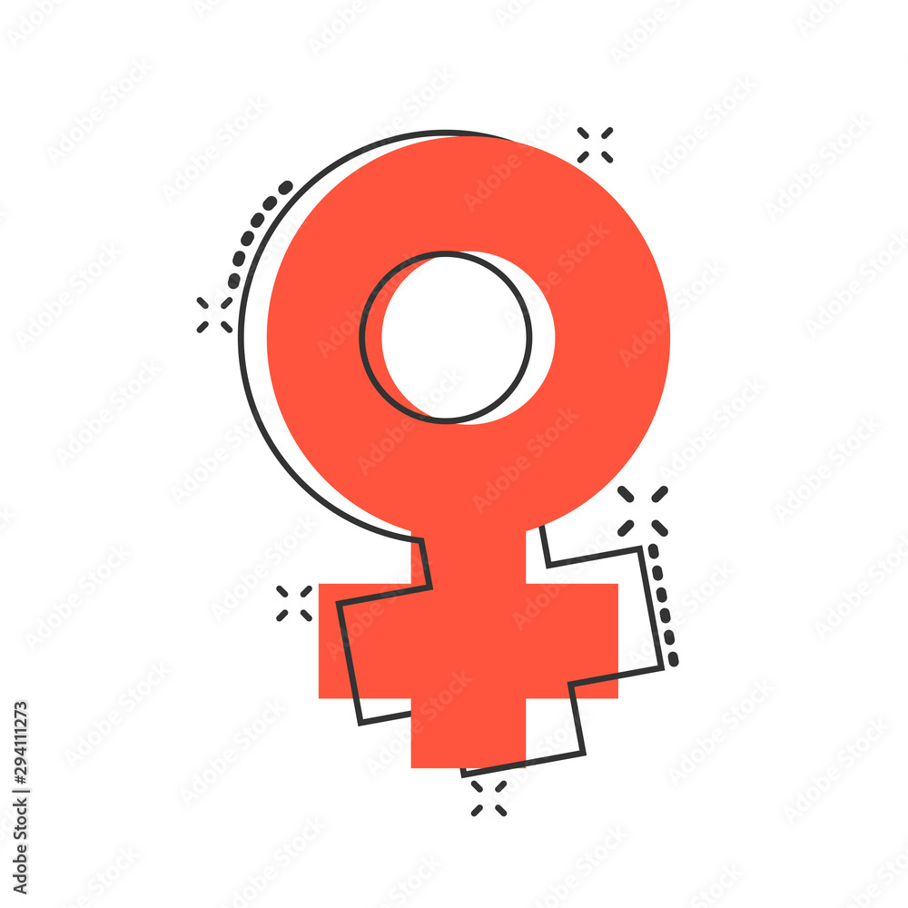 Vector cartoon female sex symbol icon in comic style. Women gender ...