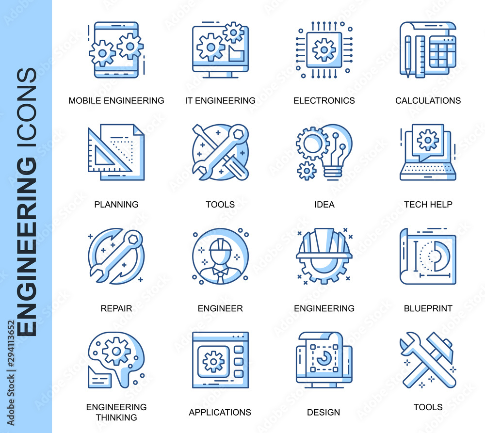 Thin Line Engineering Related Vector Icons Set for Website and Mobile ...