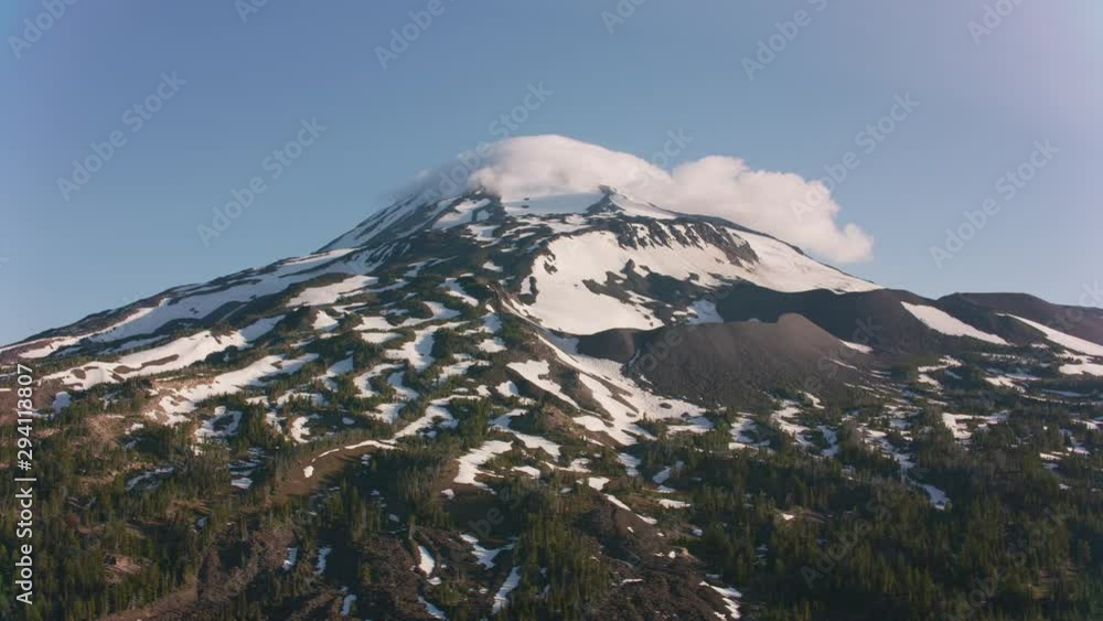Mount Adams, Washington circa-2019. Aerial view of Mount Adams. Shot ...