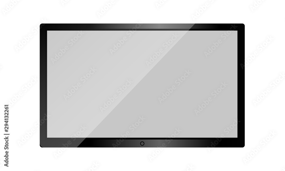 Realistic TV screen. Modern stylish lcd panel, led type. Large computer ...