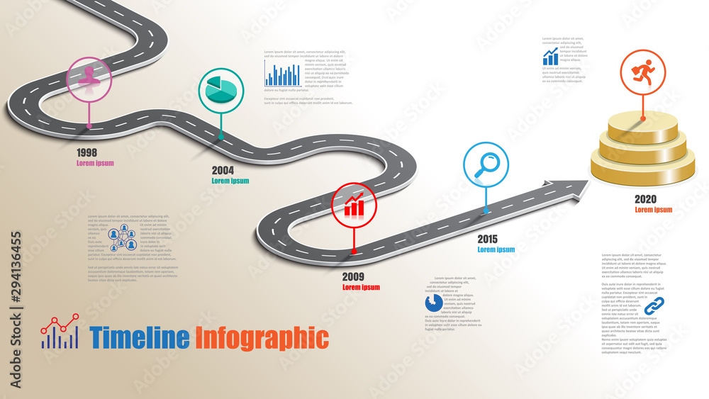 Business road map timeline infographic milestone pathway to podium ...