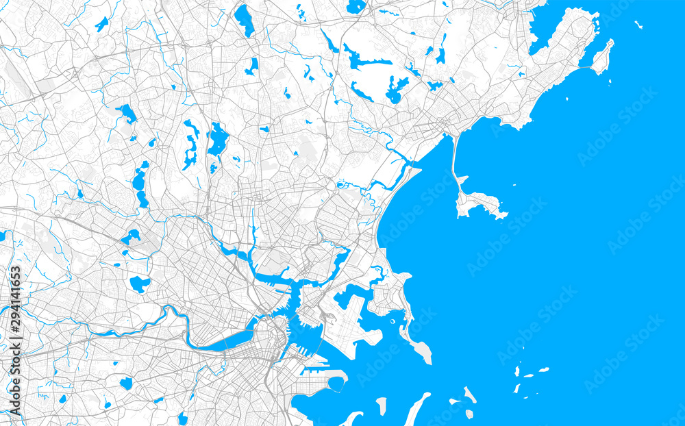 Rich detailed vector map of Revere, Massachusetts, United States of ...