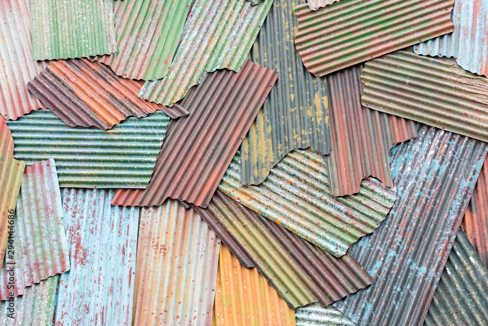 Rusty on zinc metal plate texture and background. Colorful zinc metal ...