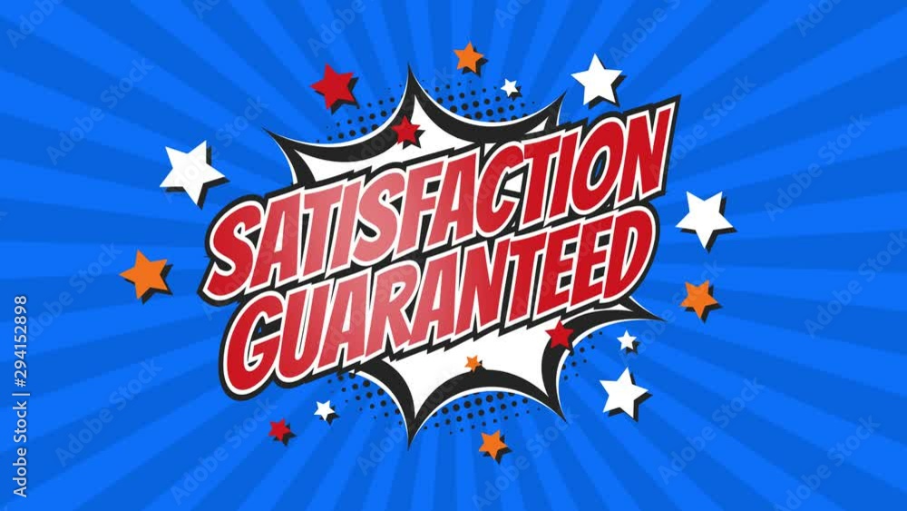 SATISFACTION GUARANTEED - Comic Pop Art text video 4K, chroma key ...