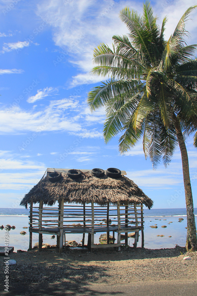 Beach fale, a simple open 'hut' (faleo'o Samoan language), popular in ...