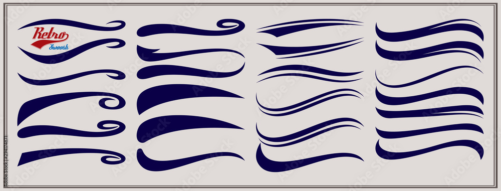 Vector set of texting tails. Sport logo typography vector elements ...