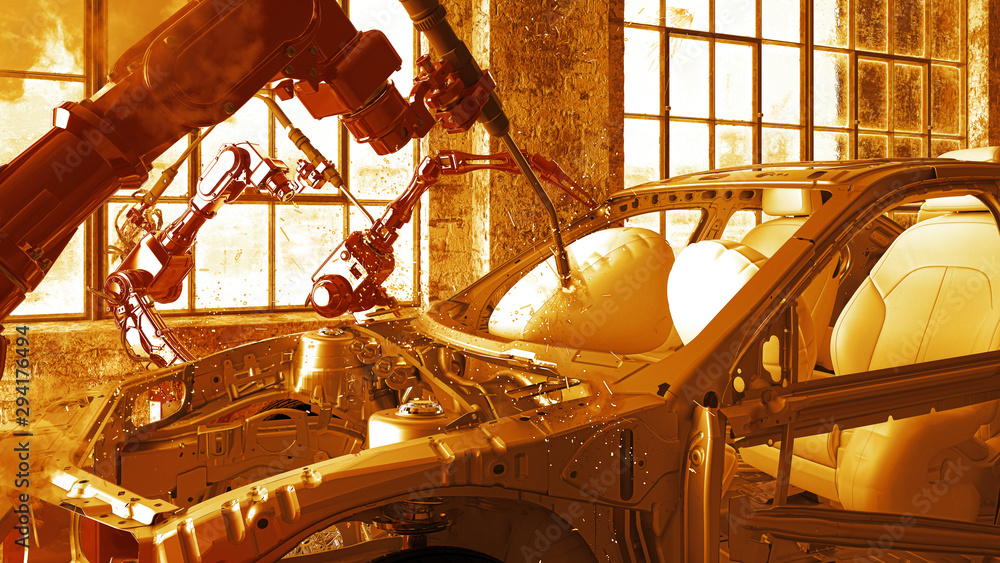 Industry 4.0 Automotive, manufacturing processes, robot manipulators ...