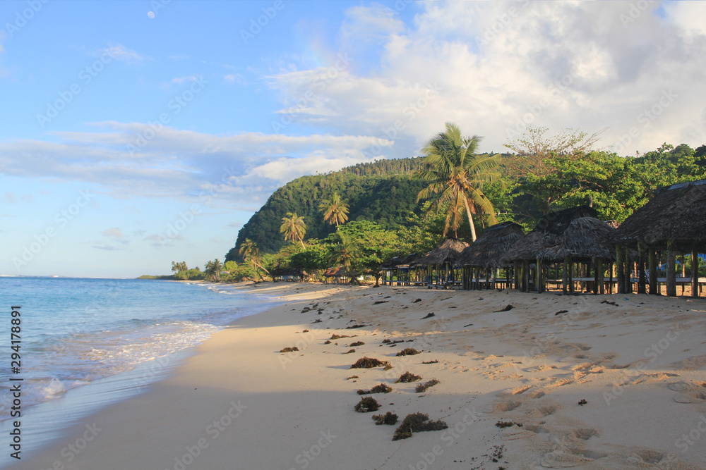 Sunrise at Lalomanu beach. Voted one of the best beaches in the world ...