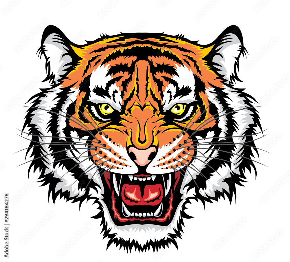 Angry tiger head. Stock Vector | Adobe Stock