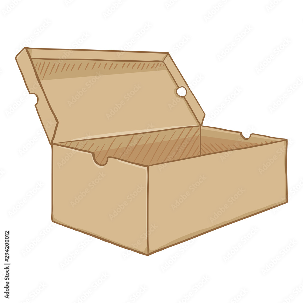 Vector Cartoon Open Brown Shoebox Stock Vector | Adobe Stock
