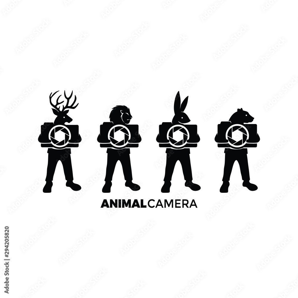 Animal bring lens of camera logo set vector. Photographer and ...