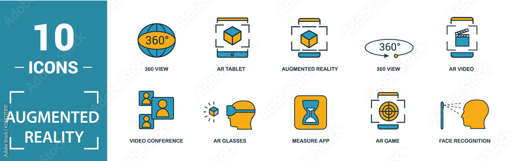 Ar And Vr icon set. Include creative elements augmented reality, 360 ...