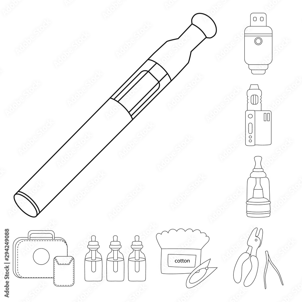 Vector design of nicotine and filter symbol. Collection of nicotine and ...