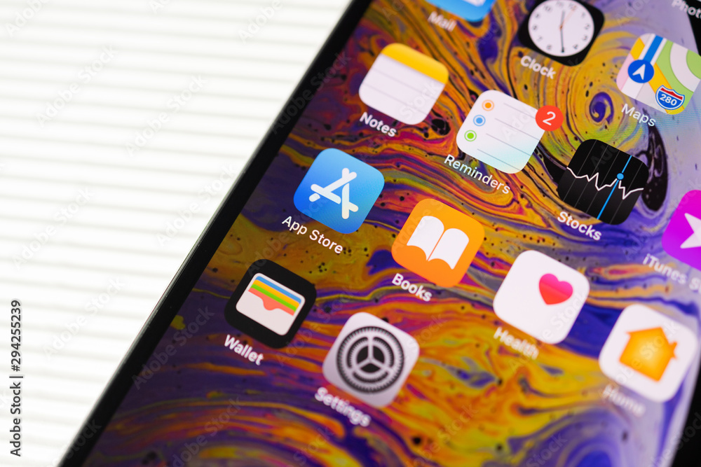 PARIS, FRANCE - SEP 27, 2018: new iPhone Xs Max by Apple Computers ...