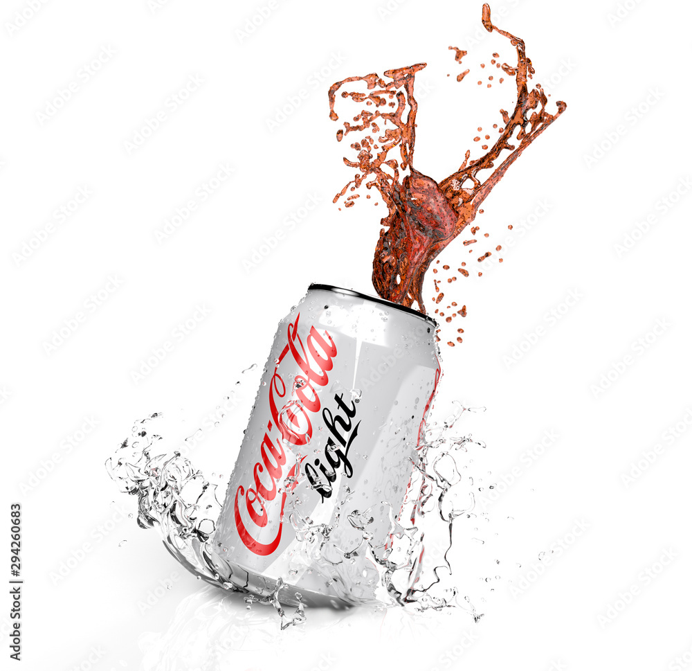 Malaga Spain - October 6 2019. Illustration of Coca-Cola Light can with ...