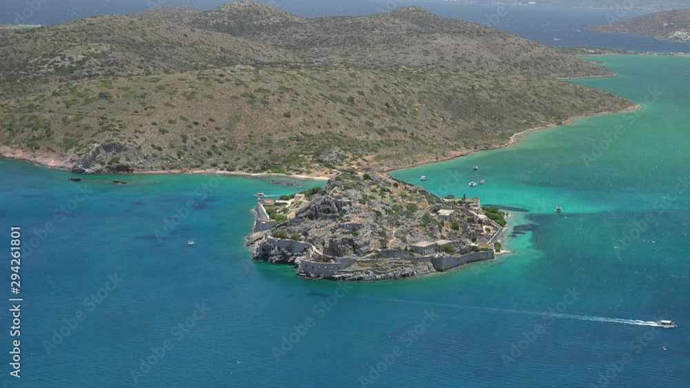Amazing scene of Spinalonga Island with ancient fortress and former ...
