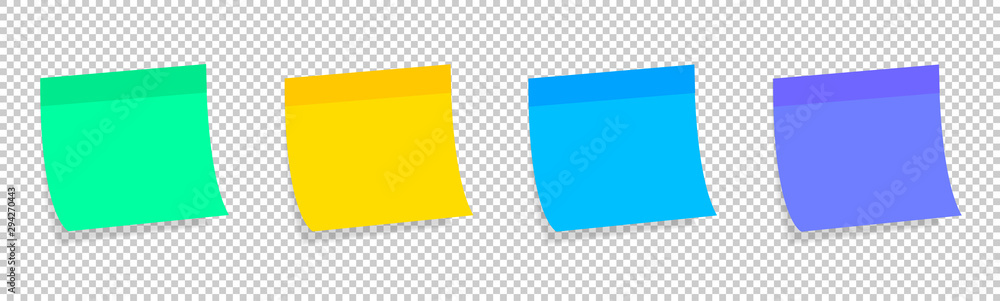 Colored paper stickers set with different designs on a transparent ...