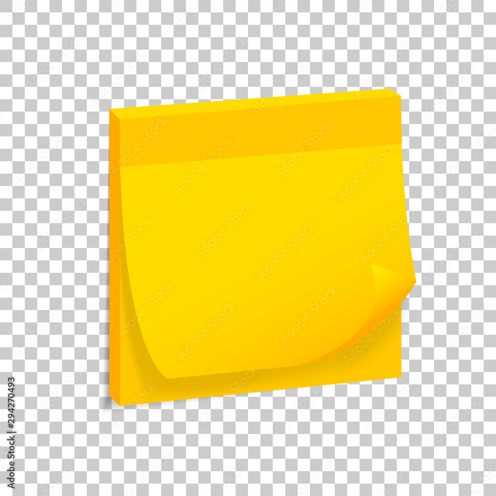 Realistic orange sticky note isolated on transparent background. Vector ...