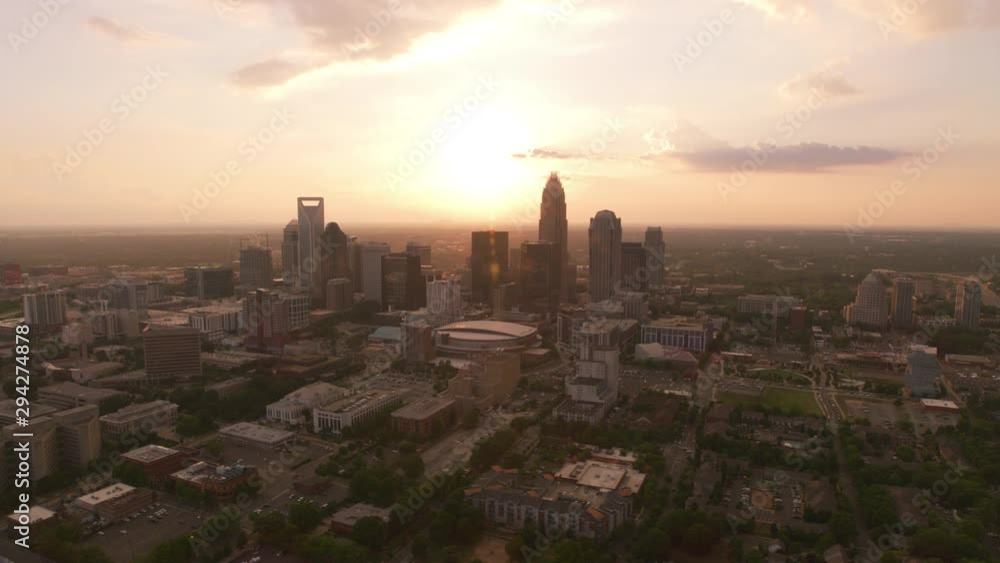 Charlotte, North Carolina circa-2019. Aerial view of Charlotte at ...