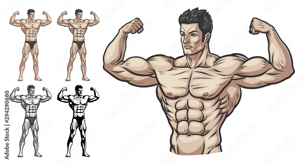 Male Bodybuilder Full Body Stock Vector | Adobe Stock