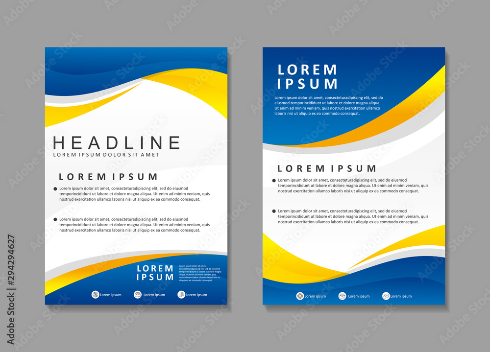 Modern brochure template design with blue, yellow and white color Stock ...