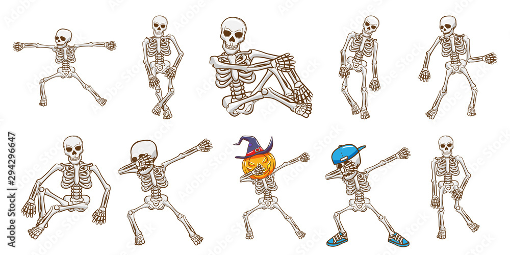 skeleton vector set clipart design Stock Vector | Adobe Stock
