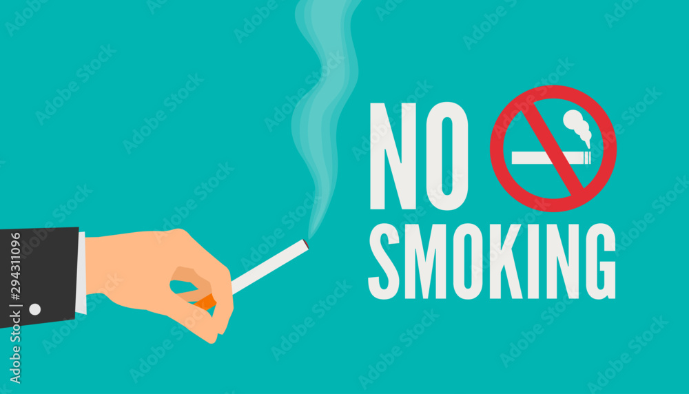 no smoking man hand holding cigarette and sign Stock Vector | Adobe Stock