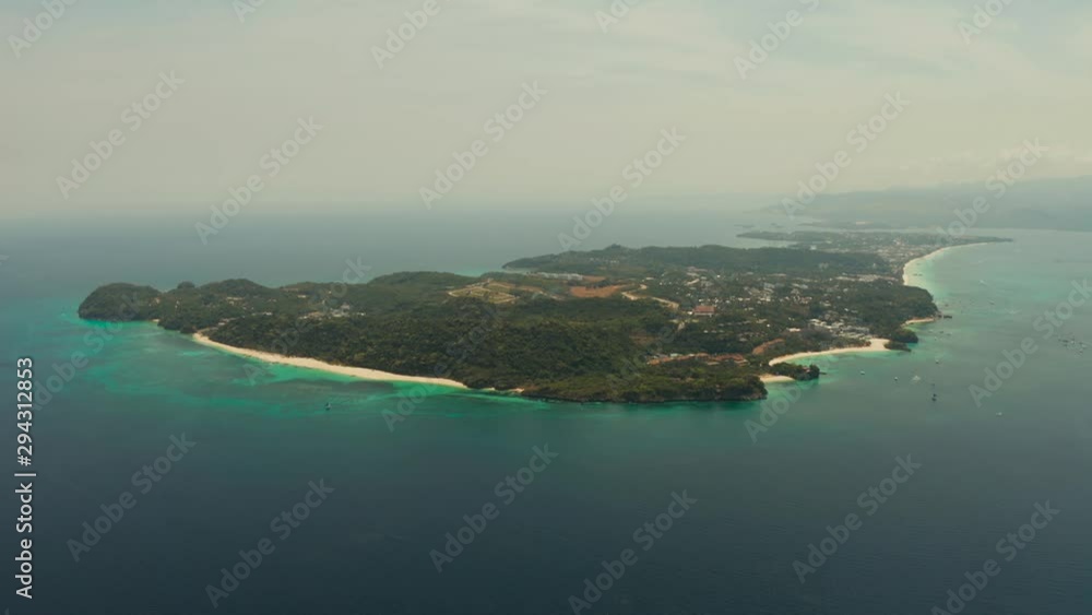 Sulu Sea, view of the island of Boracay, Philippines. Seascape, blue ...