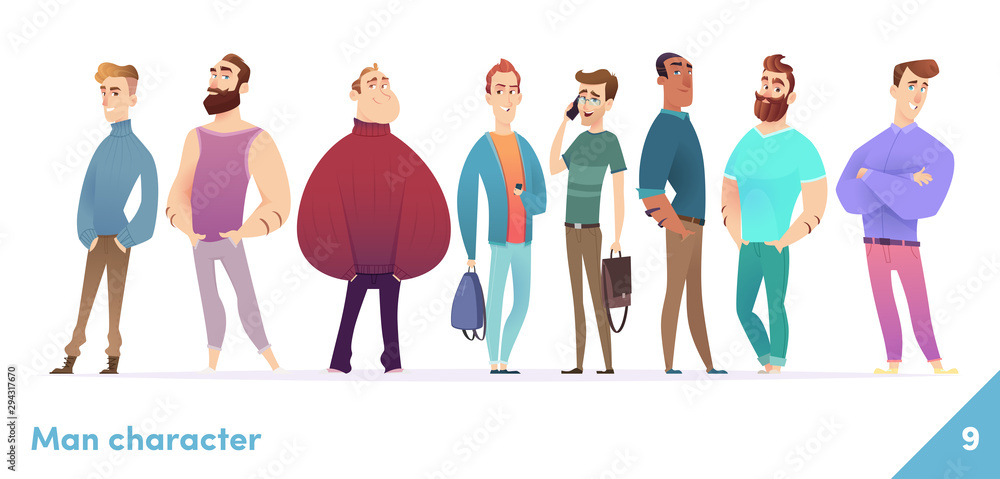 People character design collection. Males or manegers stand together ...