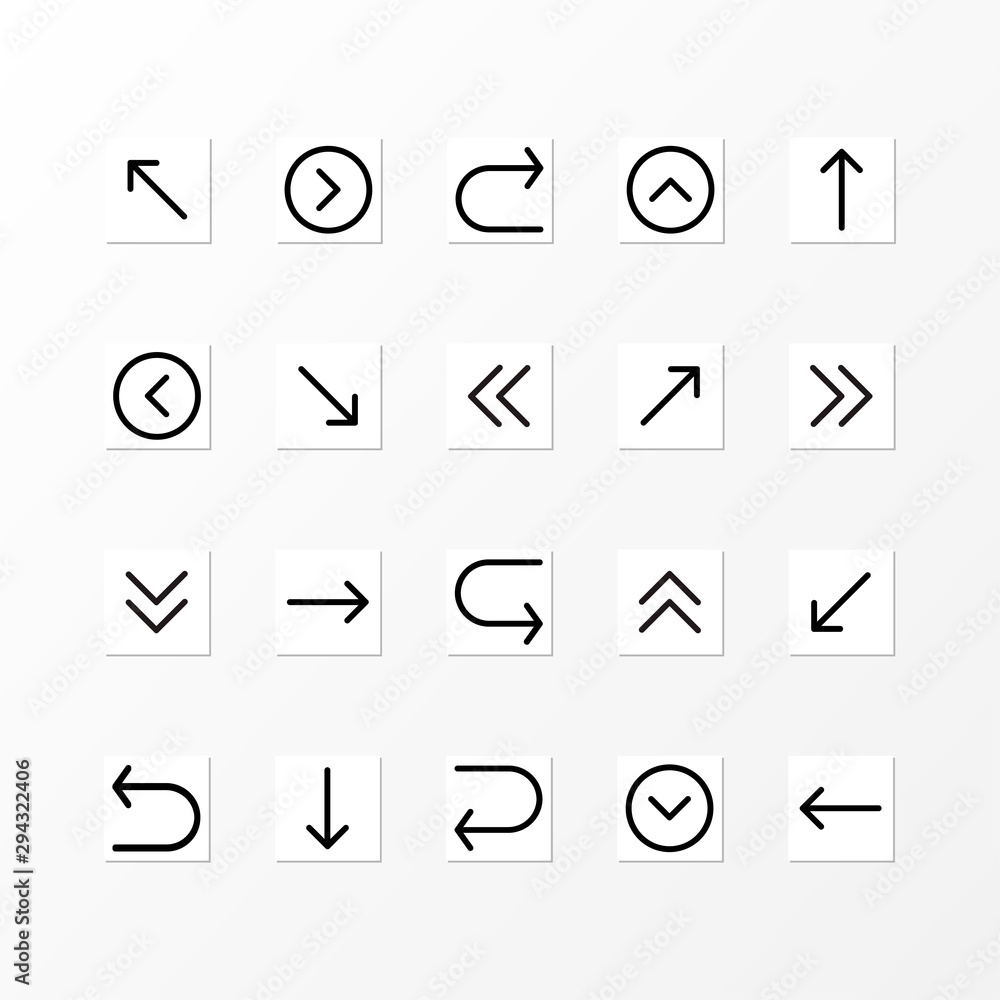 Black arrows icons in modern style. Isolated vector sign symbol ...