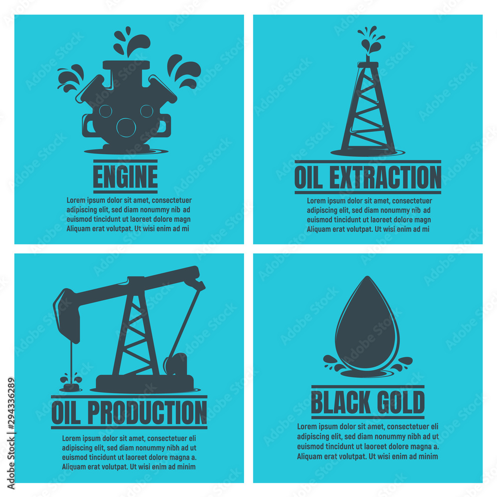 Banners of Oil Business. Oil Development and Extraction Flyer. Gasoline ...