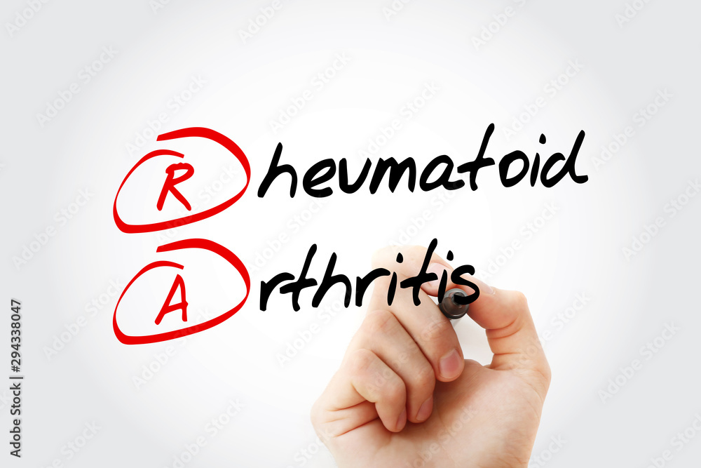 RA - Rheumatoid Arthritis acronym with marker, concept background Stock ...