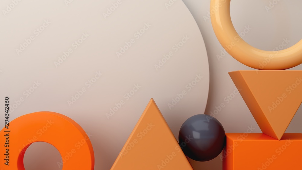 Minimal scene with geometrical forms in blue abstract background. Set ...