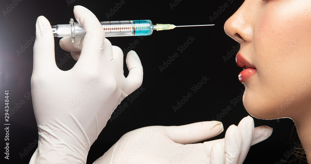 Beautician Plastic Surgery Doctor Nurse in Hygiene glove injects ...