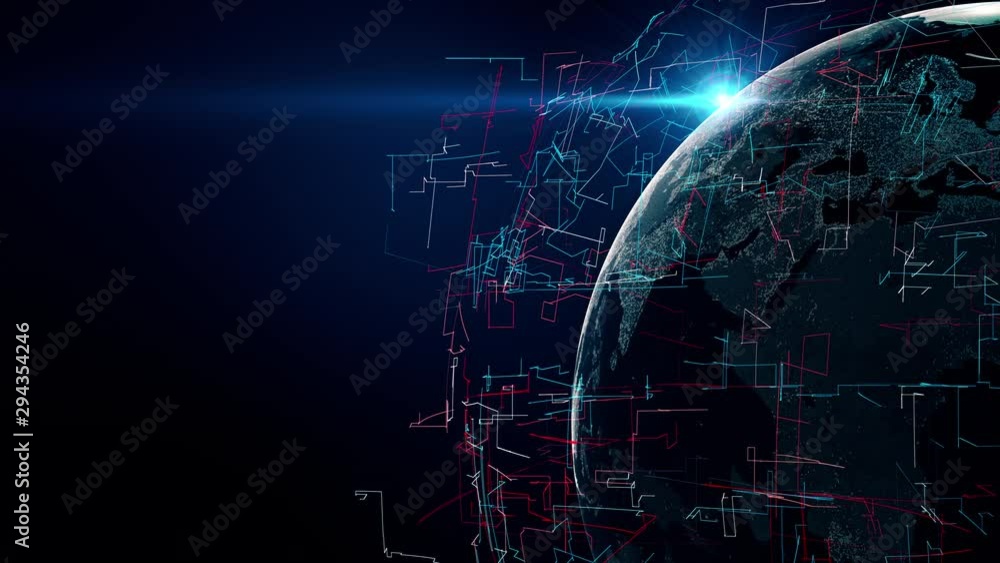 Earth globe with transparent night map of earth slow rotates around its ...