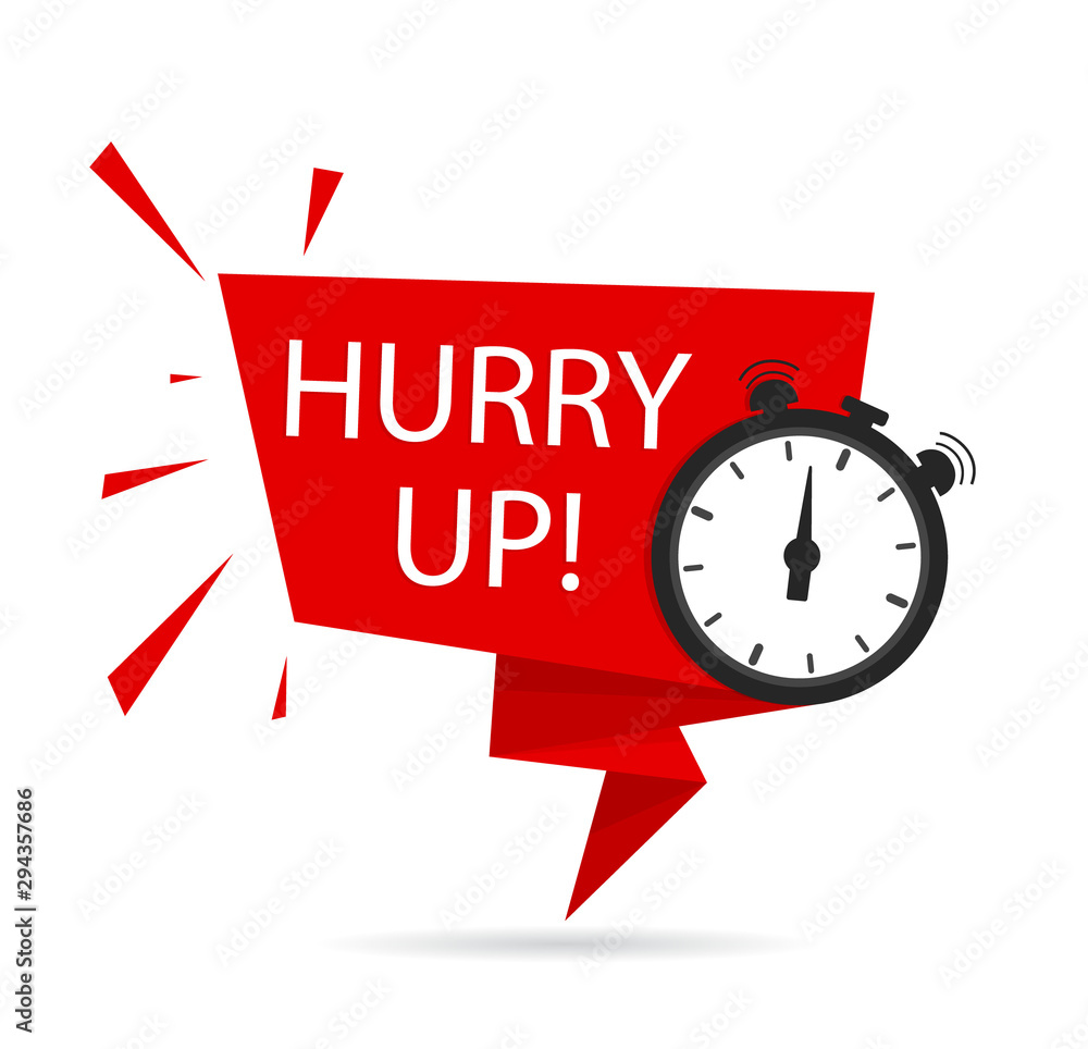 Hurry up icon for promotion, special deal, discount, offer, with clock ...